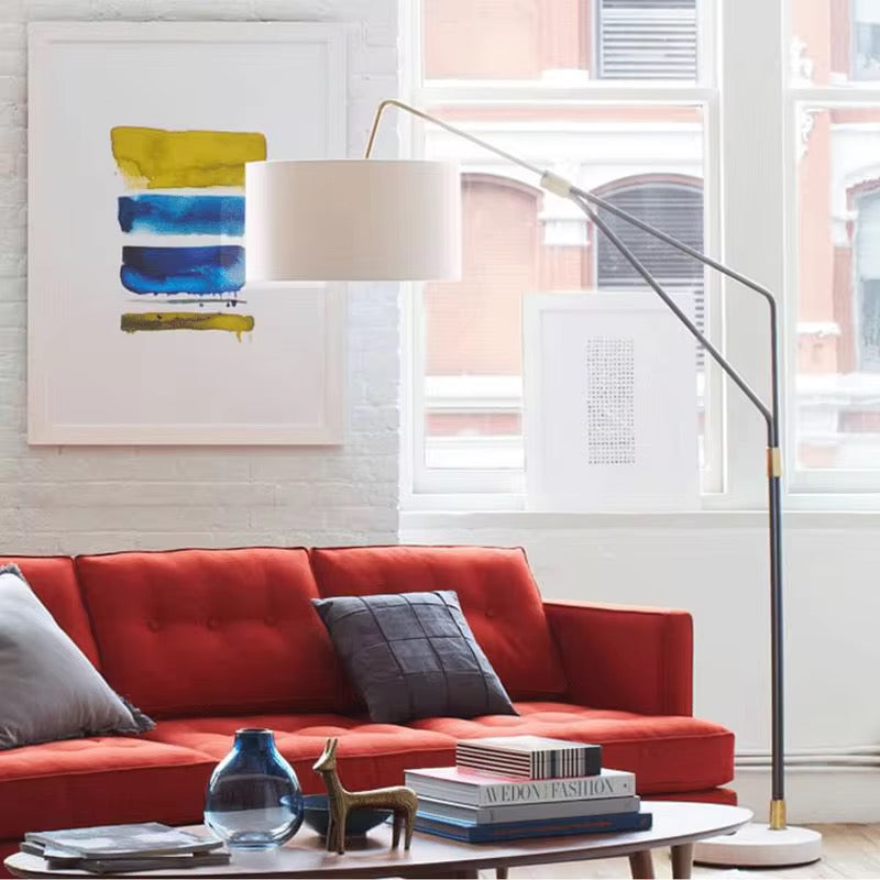 Eryn Floor Lamp Round Basic Nordic/Modern, Fabric, White, Bedroom – Uni ...